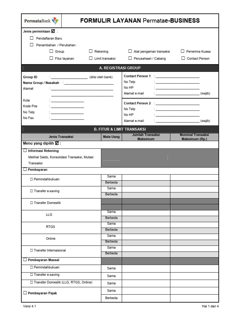 Formulir Aplikasi PEB versi bahasa v.4.1 | PDF