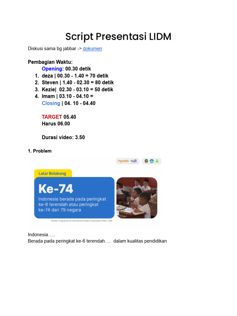 Script Presentasi LIDM - Copy | PDF