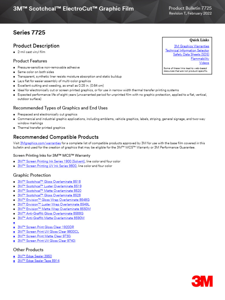 3M Scotchcal 7725 vinyl label stock | PDF | Blue | Legal Remedy
