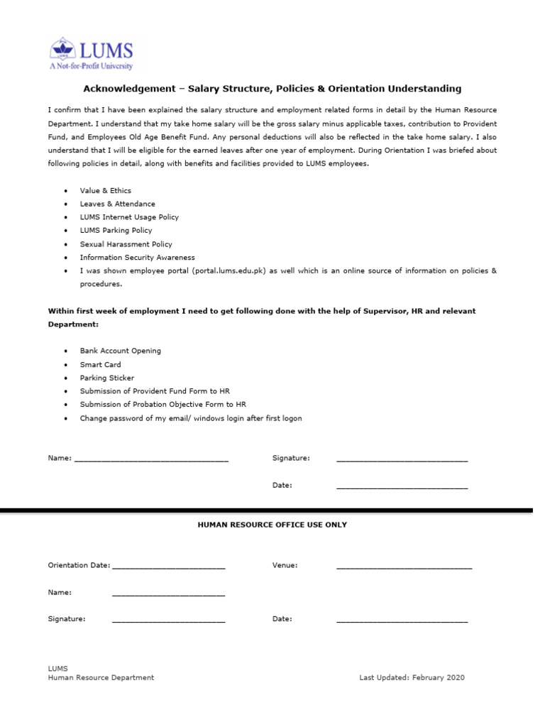 New Hire Acknowledgement Form | PDF