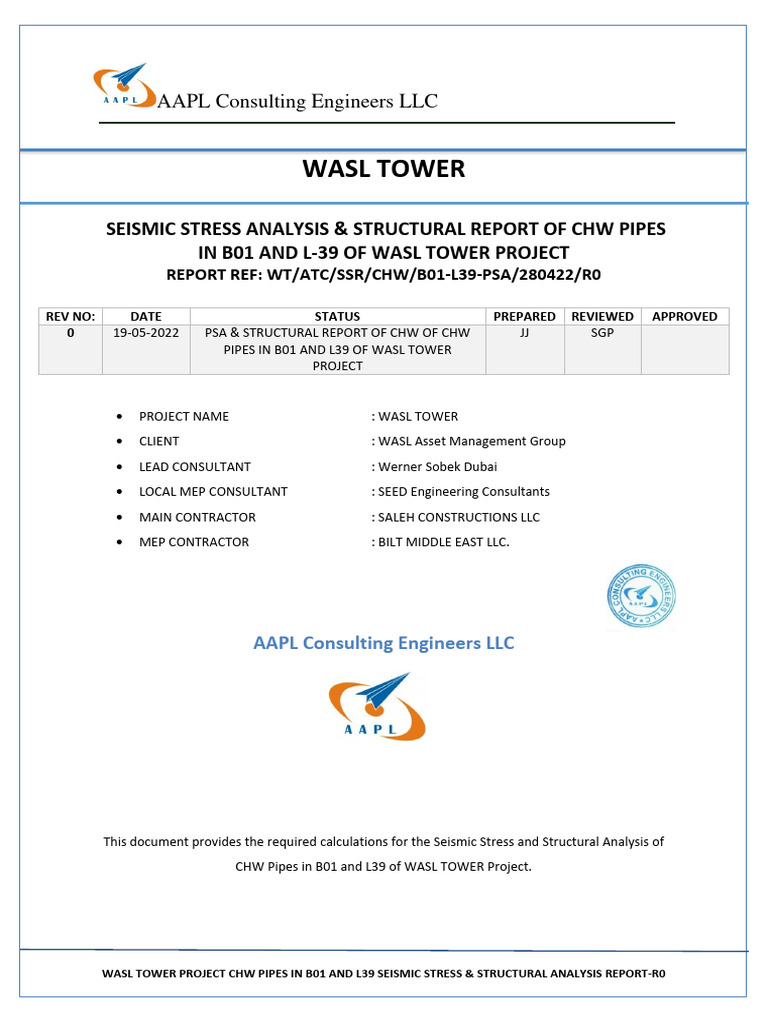 Seismic Piping Sample Report | Download Free PDF | Structural Analysis | Stiffness