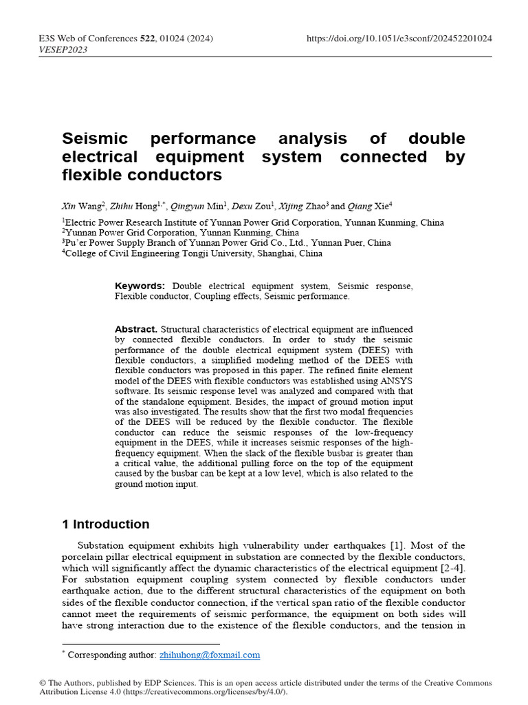 Seismic Performance Analysis of Double Electrical | PDF | Classical ...