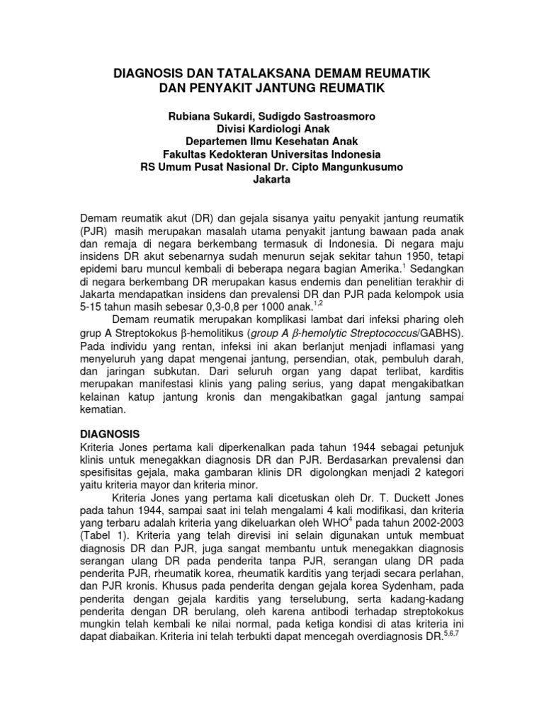 Tatalaksana Demam Rematik dan PJR | PDF