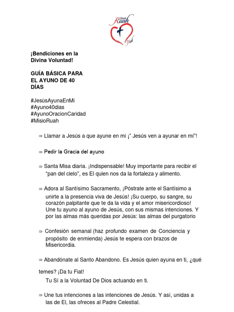 GUIA BASICA PARA EL AYUNO DE 40 DIAS | Descargar gratis PDF | Oración ...