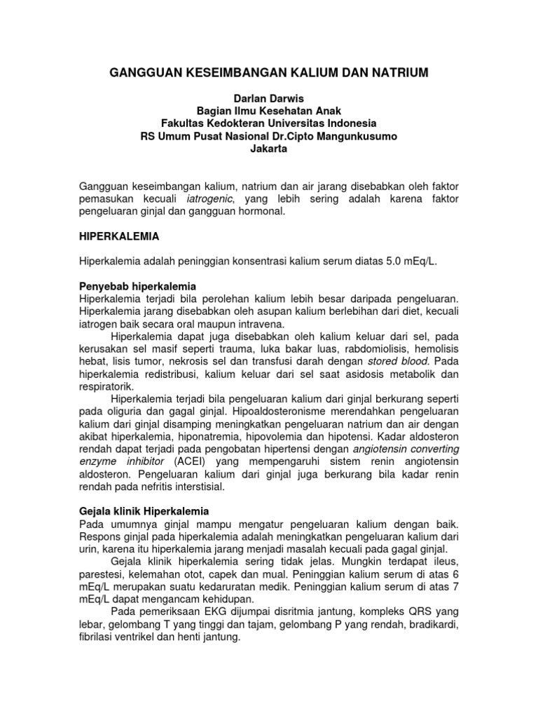 Gangguan Keseimbangan Kalium Dan Natrium | PDF
