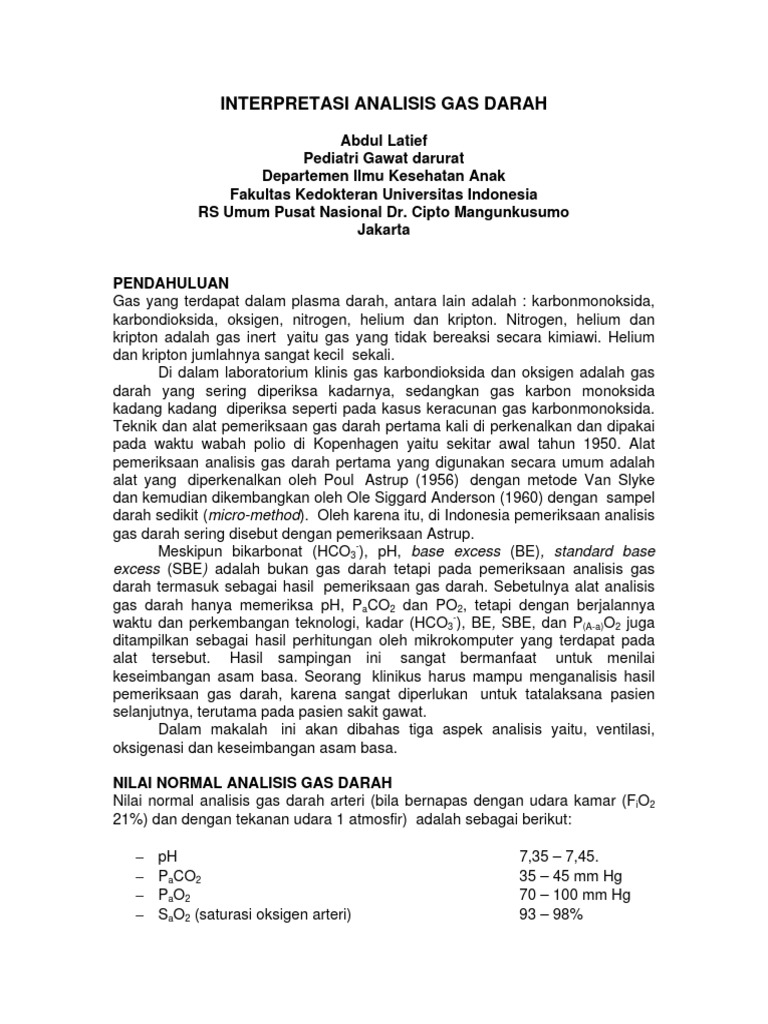 Interpretasi Analisis Gas Darah | PDF