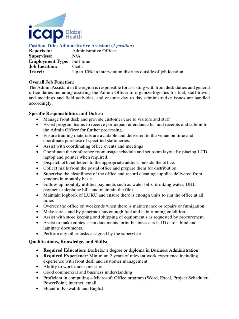 ICAP JD - Administrative Assistant | Download Free PDF | Mail