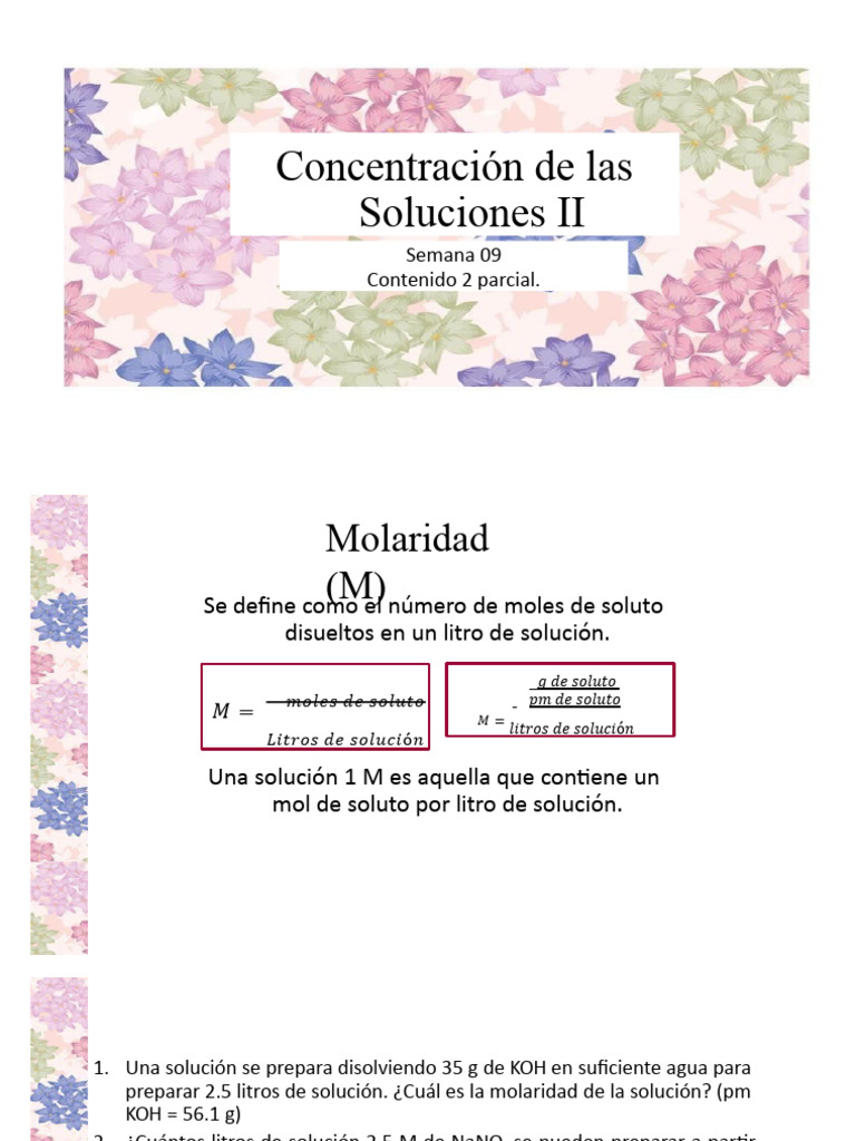 09 Concentracion de Las Soluciones II 2024diapositivas | PDF | Concentración | Cantidad