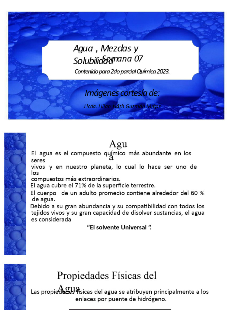 07-agua-mezclas-y-solubilidad-2024-diapositivasQuímica | PDF | Solubilidad | Mezcla