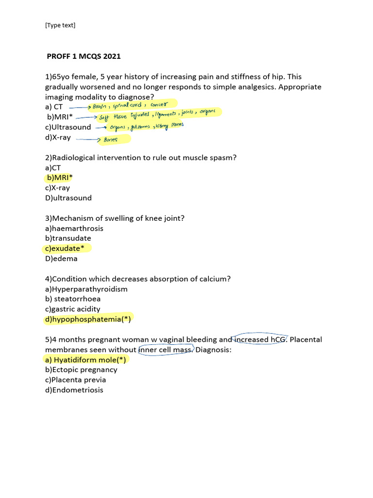 PROFF-1 Mcqs 2021 Solved | PDF | Epithelium | Anatomy
