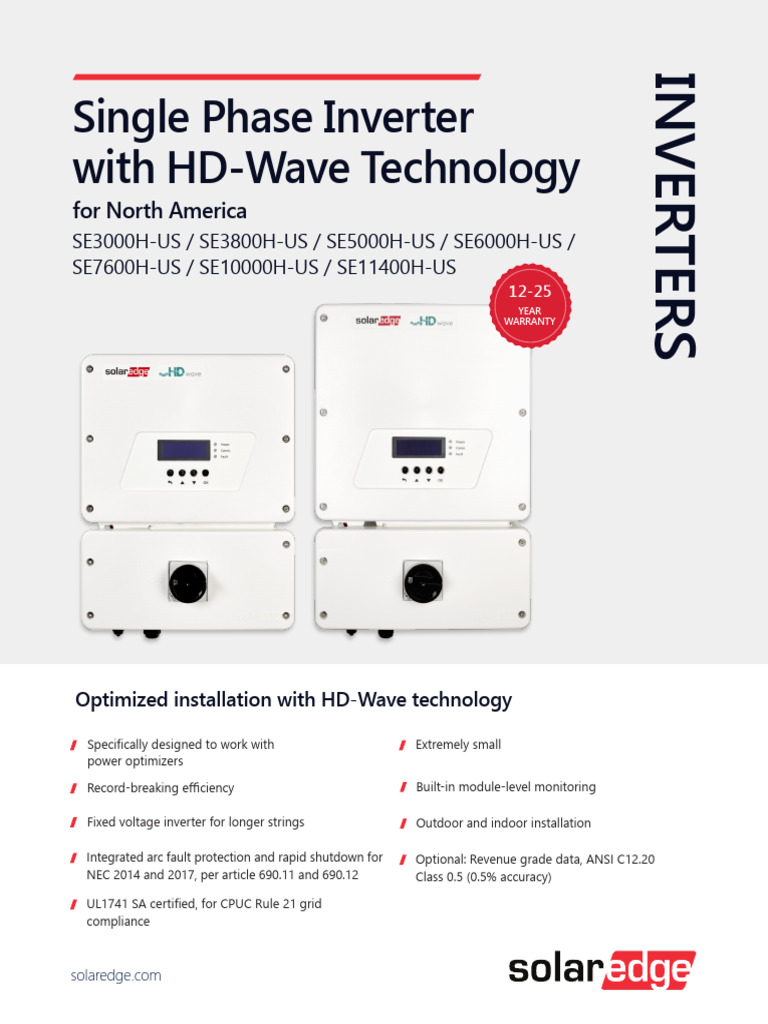 Se HD Wave Single Phase Inverter Datasheet Na | PDF | Mains Electricity ...