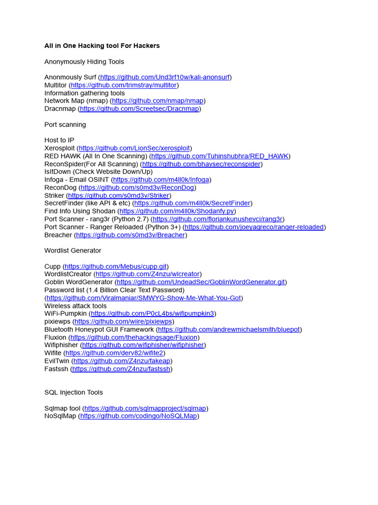Hacking Tools List | Download Free PDF | Denial Of Service Attack ...
