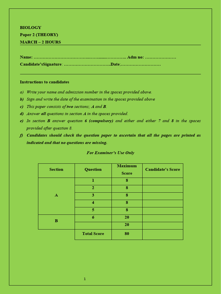 Bio PP2 QUESTION | PDF | Biology | Biological Evolution