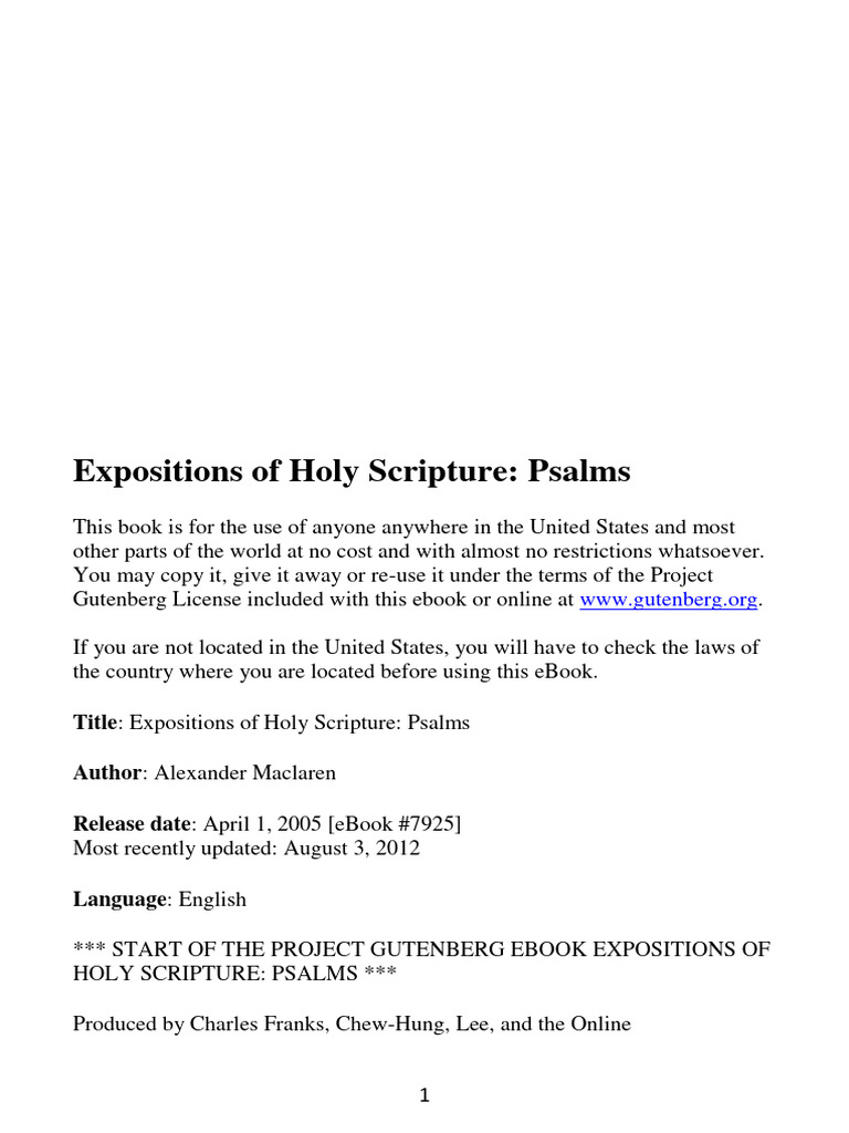 The Project Gutenberg Ebook of Expositions of Holy Scripture | PDF | Glory (Religion) | Faith