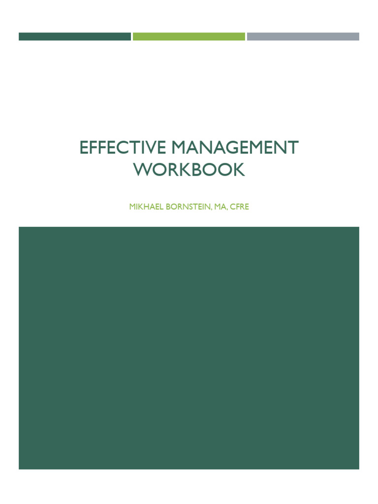 Effective Management Workbook | PDF | Goal | Employment