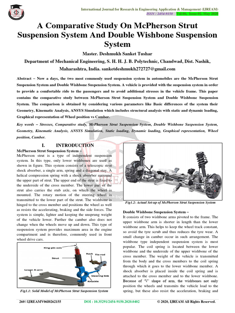 A Comparative Study on McPherson Strut Suspension System and Double ...