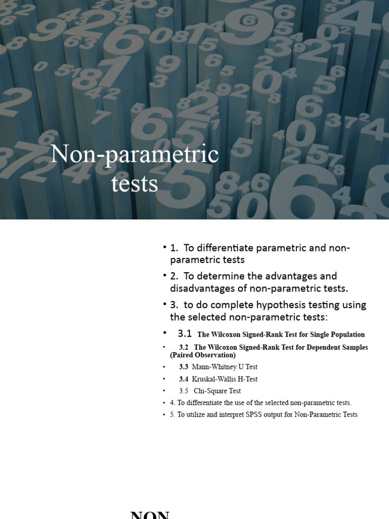 Non Parametric Tests | PDF | Statistics | Mann–Whitney U Test