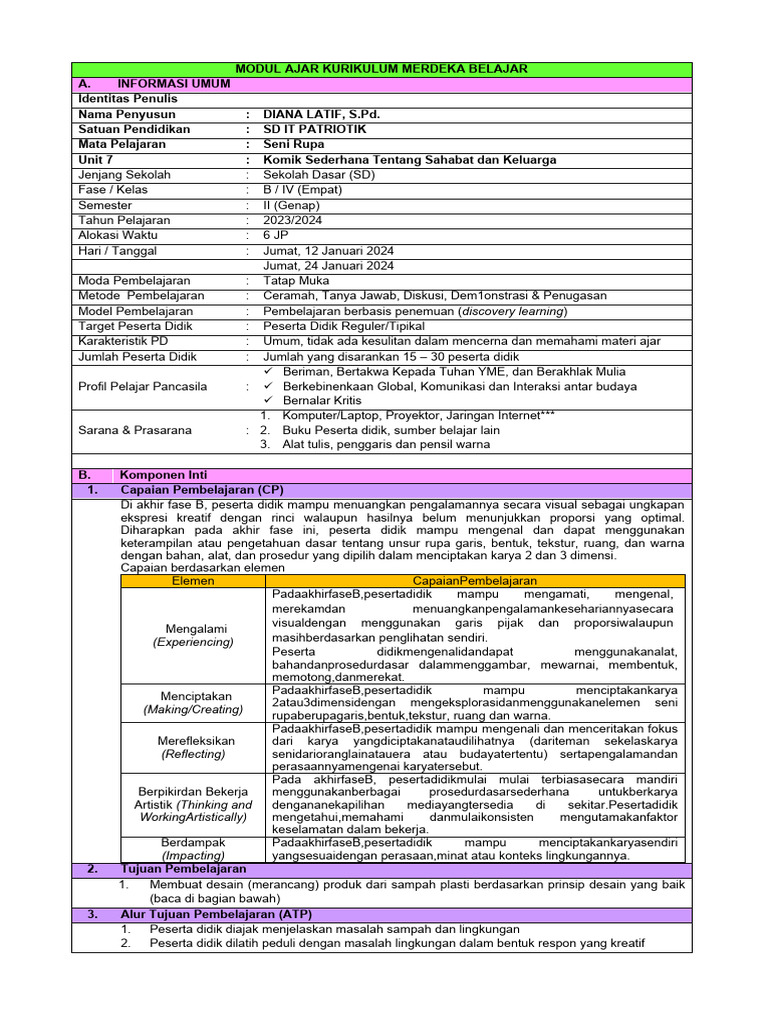 MODUL SENI RUPA KLS 4 Semester Genap | PDF | Sains & Matematika