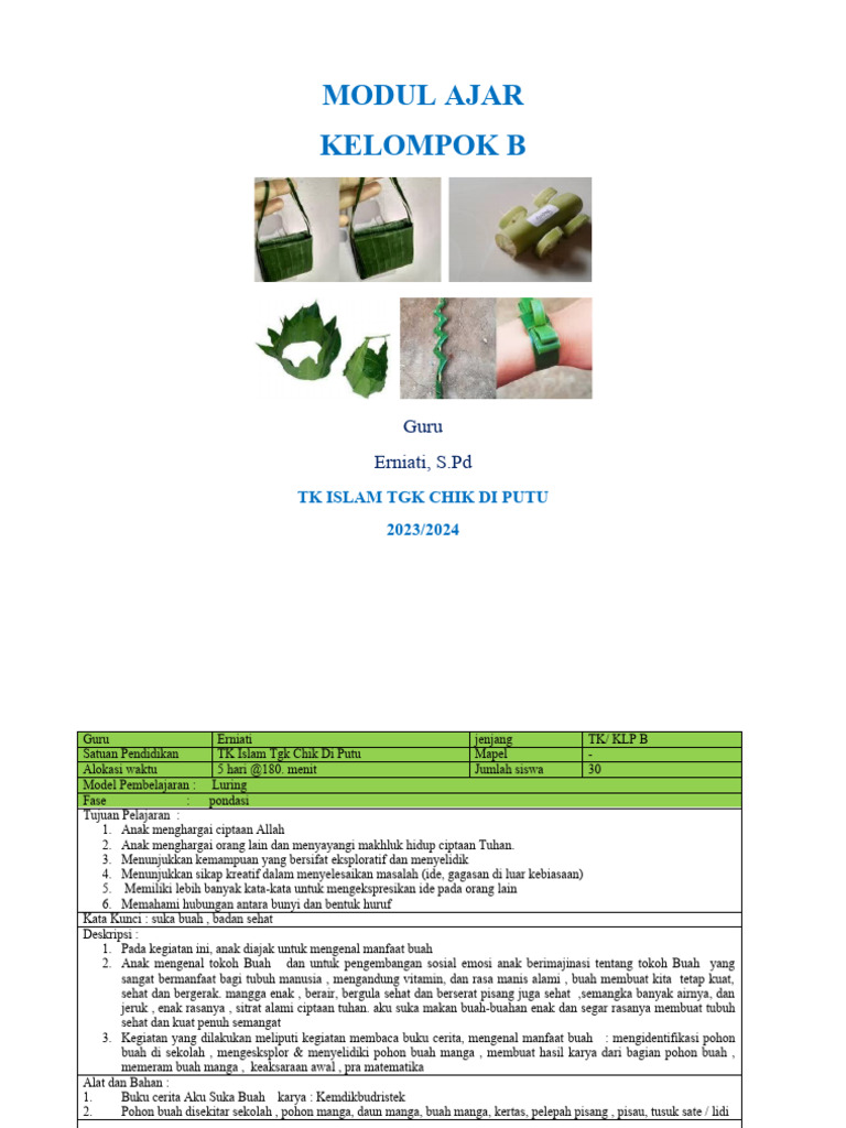 Modul-Ajar-Aku-Suka-Buah Erniati | PDF | Kesehatan Holistik