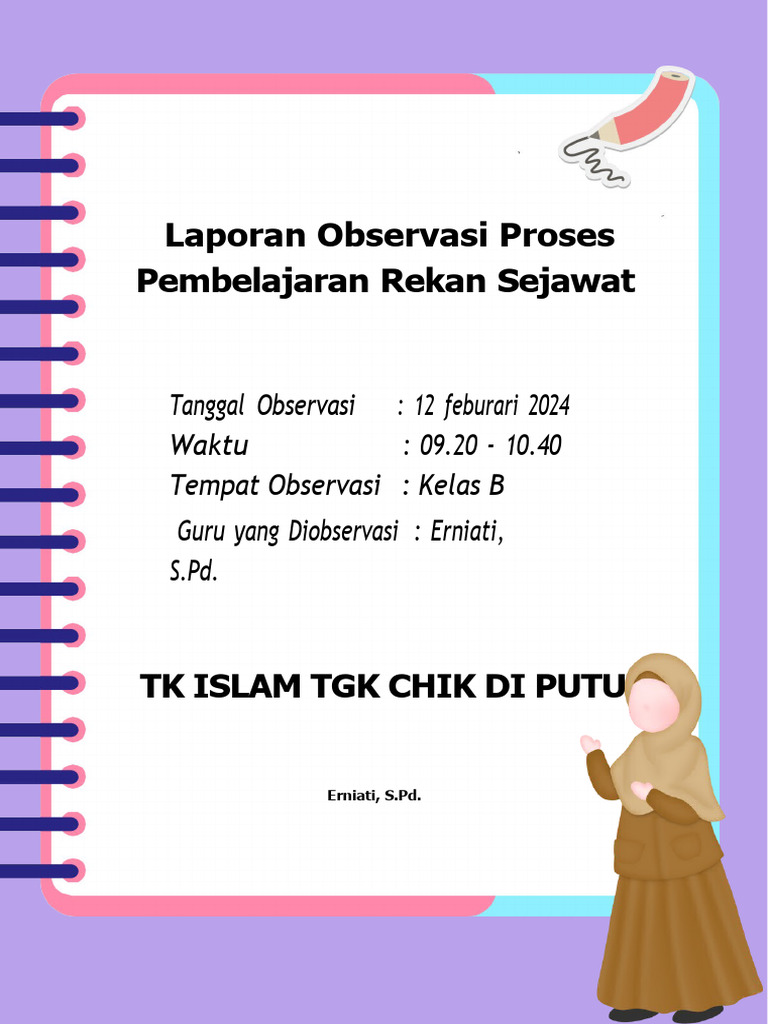 Laporan Observasi Teman Sejawat Erniati 3 | PDF