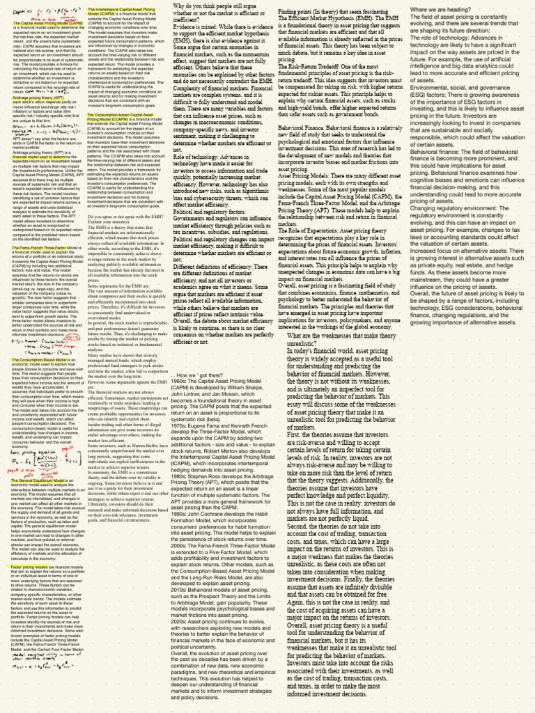 Fin Asset Cheat Sheet | Download Free PDF | Efficient Market Hypothesis | Valuation (Finance)