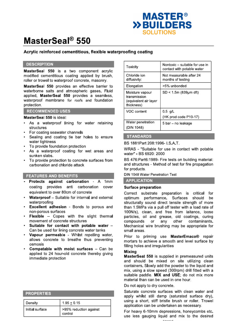 Master Seal 550 | PDF