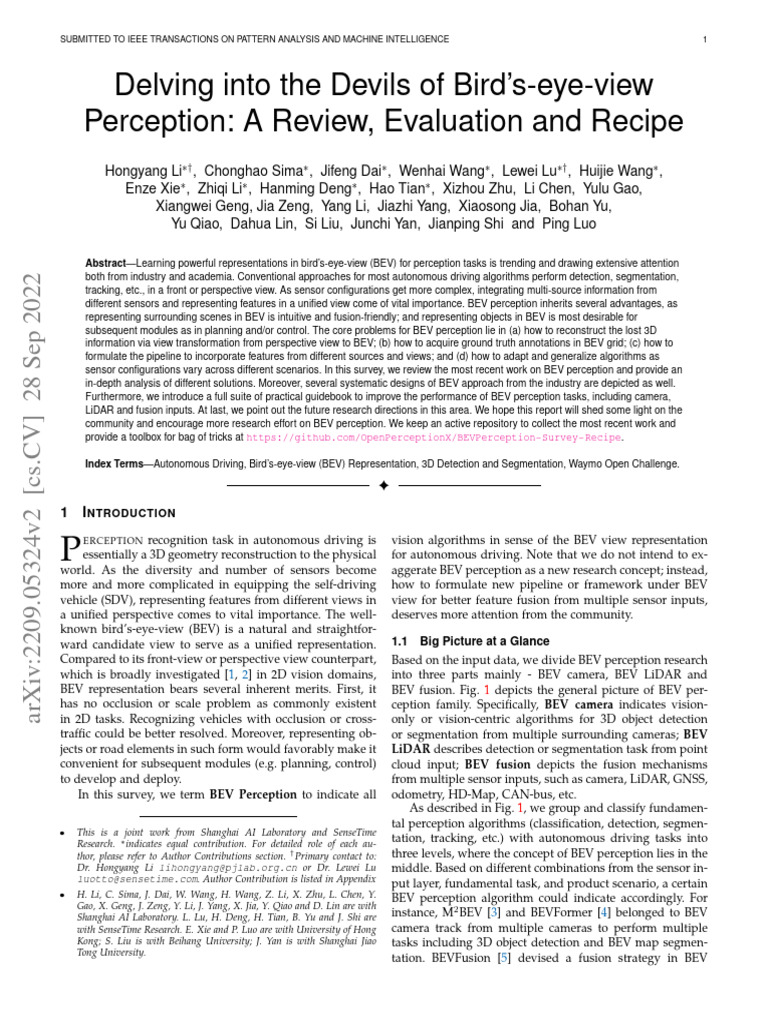 Bird’s-eye-view Perception in Autonomous Driving | PDF | Lidar | Computer Vision