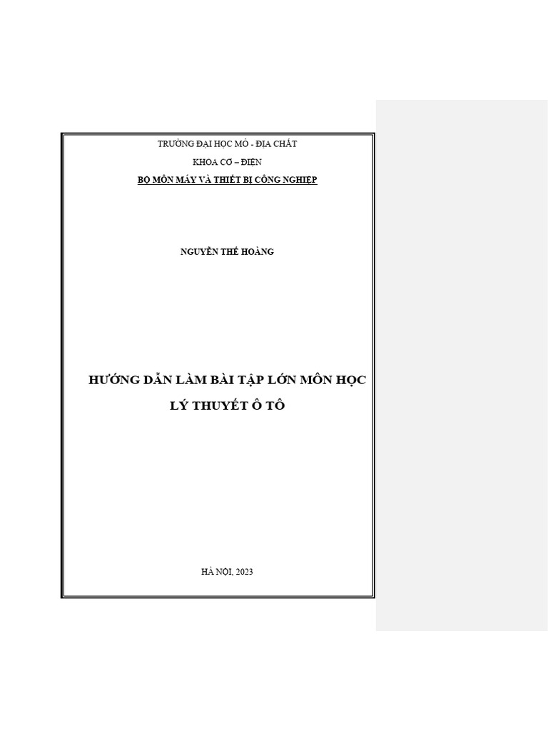 Huong Dan Lam Bai Tap Ly Thuyet o To 04092023 | PDF
