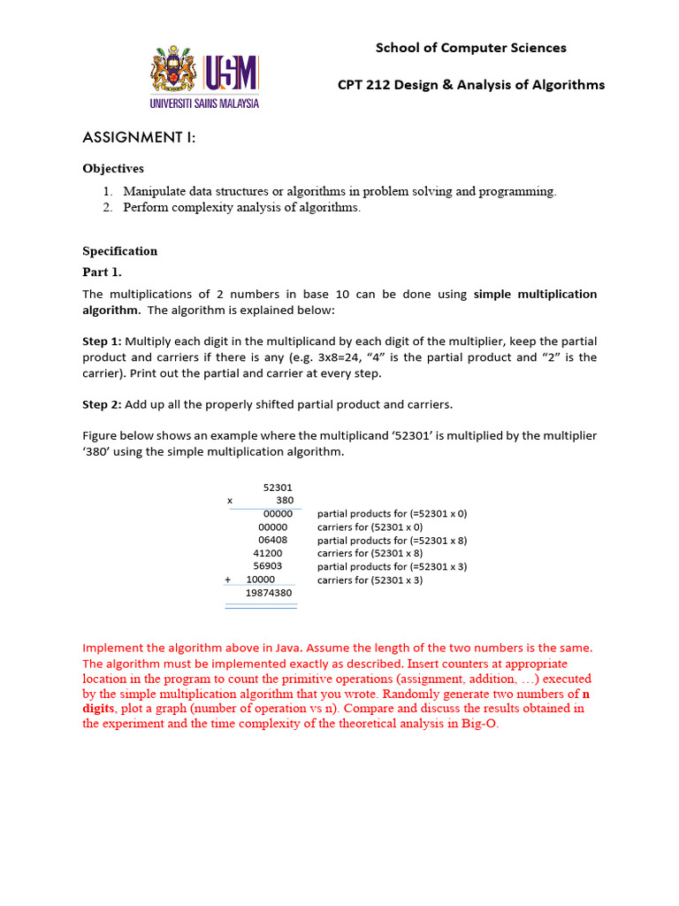 CPT212 2324-Assignment1 | PDF | Multiplication | Computational Complexity Theory