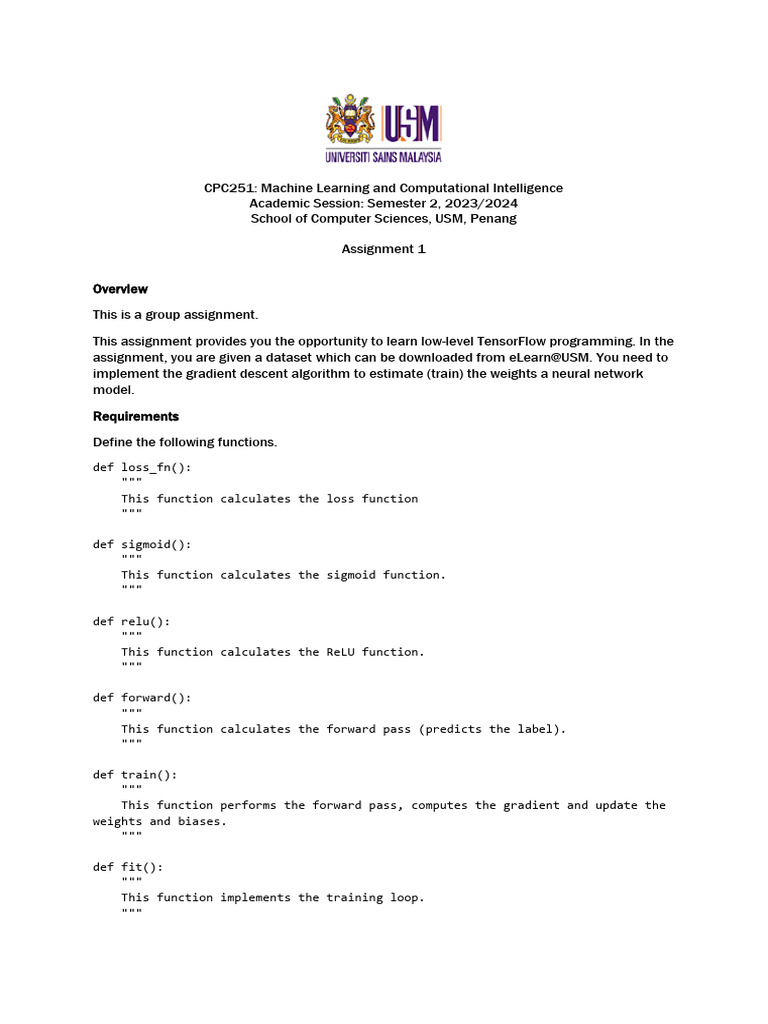 Assignment Guideline and Rubric CPC251 | PDF | Artificial Neural ...