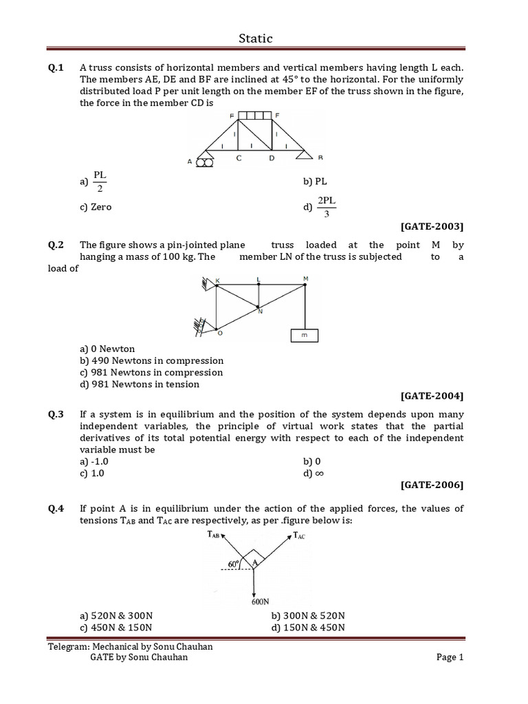 1. statics | PDF | Force | Truss