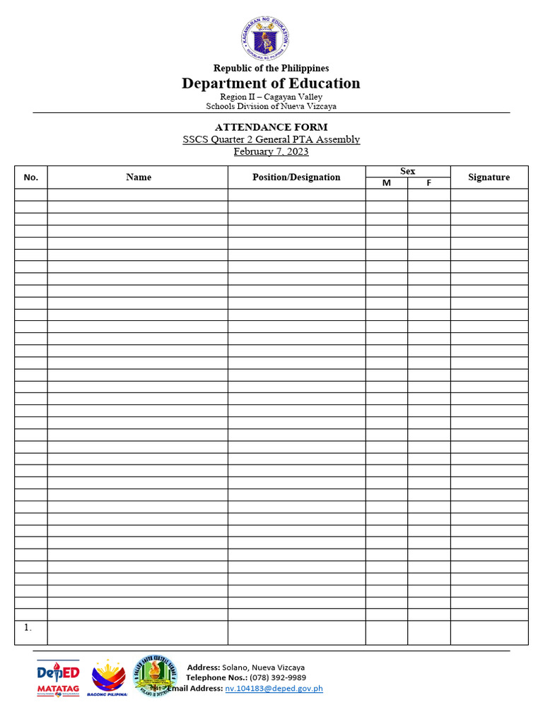 HRD - Attendance Form Blank | PDF