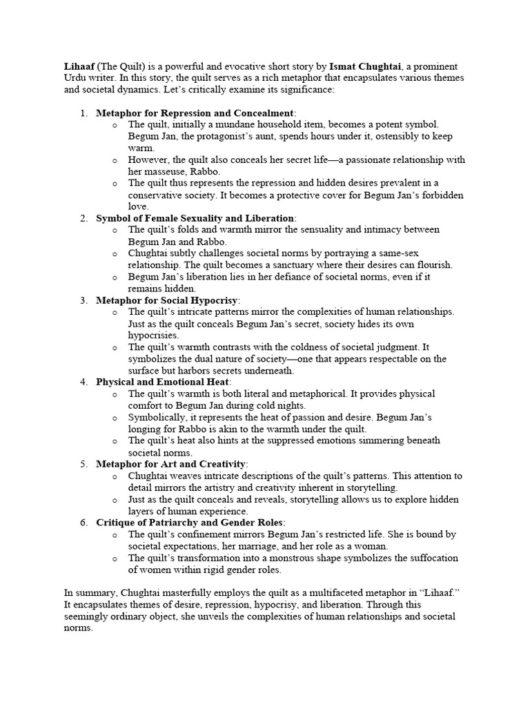 Lihaaf (The Quilt) Is A Powerful and Evocative Short Story by Ismat ...