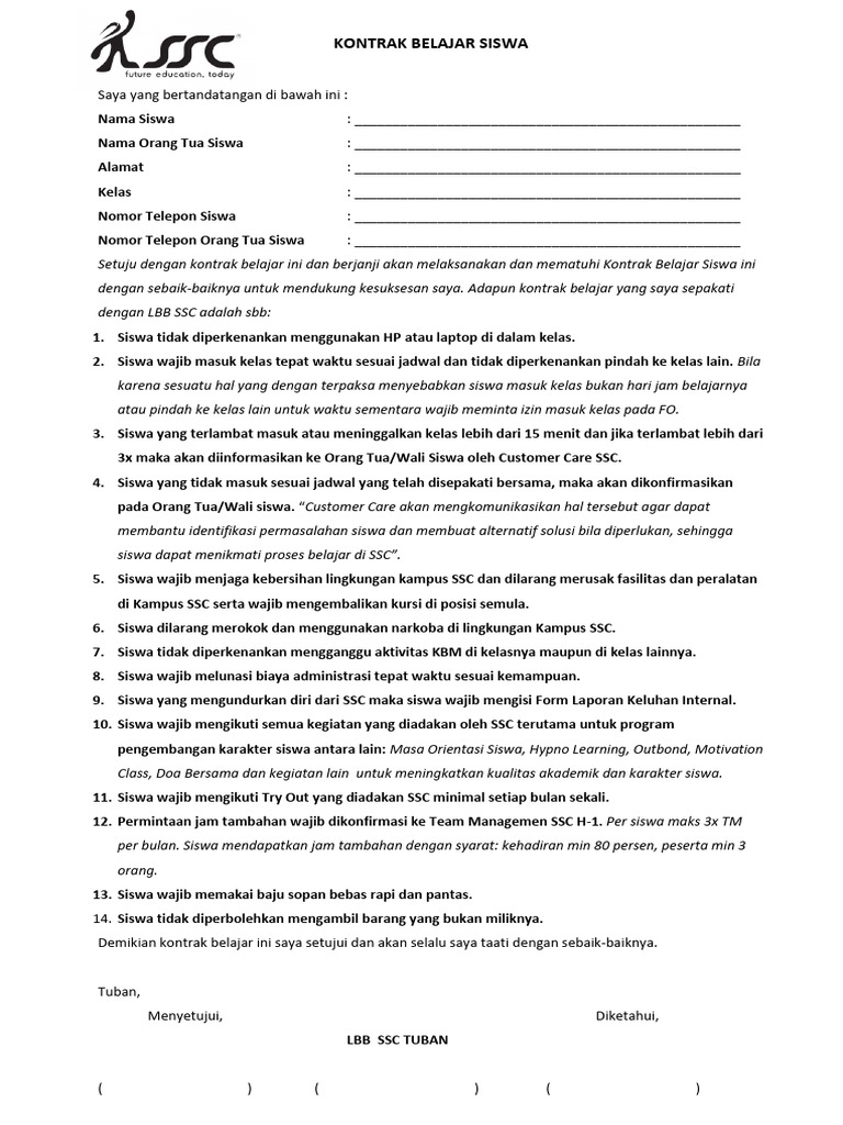 Kontrak Belajar Siswa | PDF