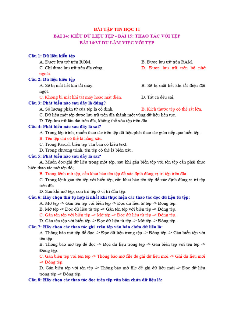 Bã I T?P Tin H?C 11 | PDF