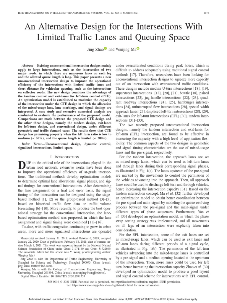 An Alternative Design For The Intersections-Limited Traffic Lanes and ...