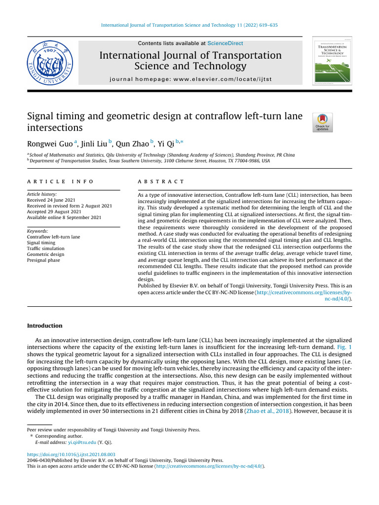 Signal Timing and Geometric Design at Contraflow Left-Turn Lane | PDF ...