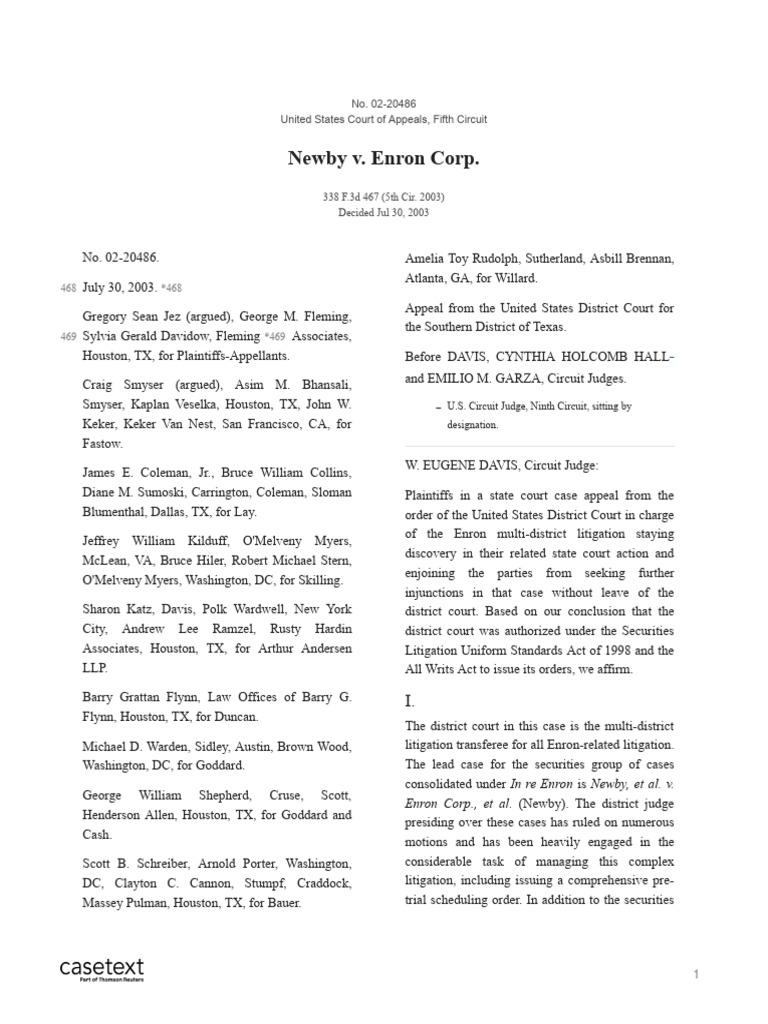 Newby v. Enron Corp | PDF | Lawsuit | Class Action