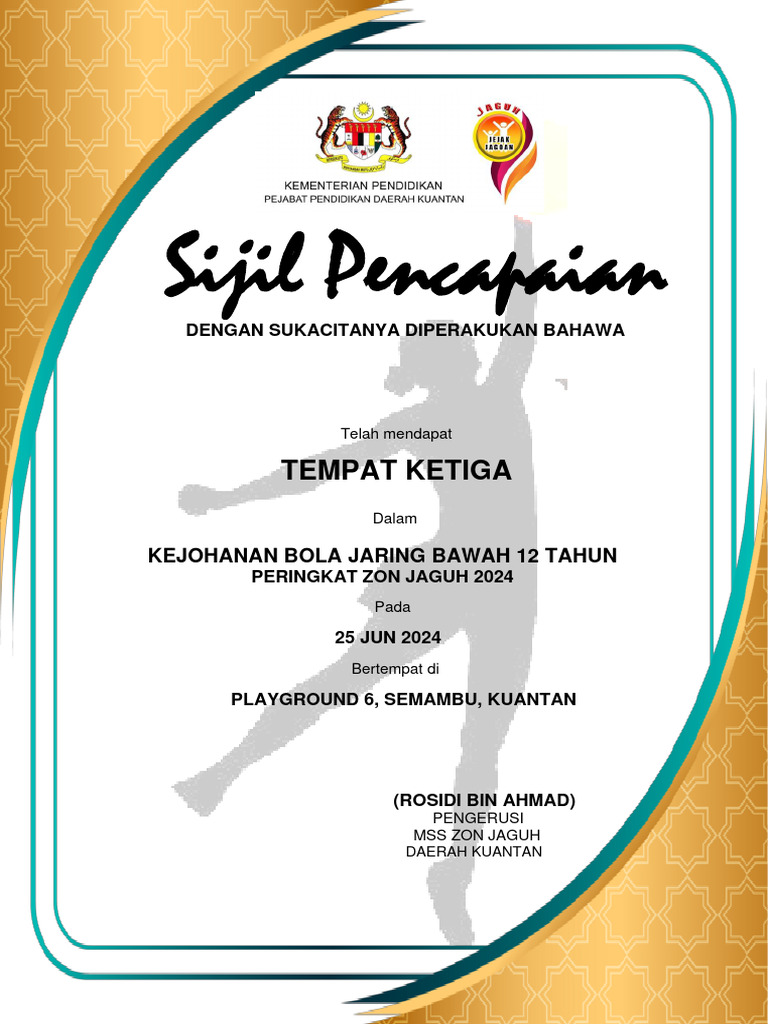 Sijil Bola Jaring Zon Jaguh | PDF