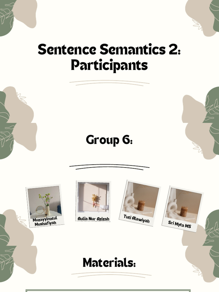 Sentence Semantics 2: Participants | PDF | Subject (Grammar) | Grammatical Gender