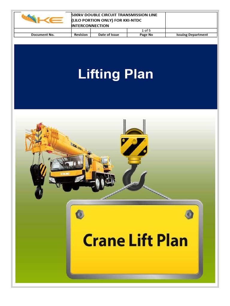 Lifting Plan For Crane Activity | PDF | Crane (Machine) | Personal ...