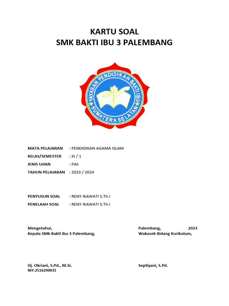 Soal PAS PAI Kelas XI SMK | PDF