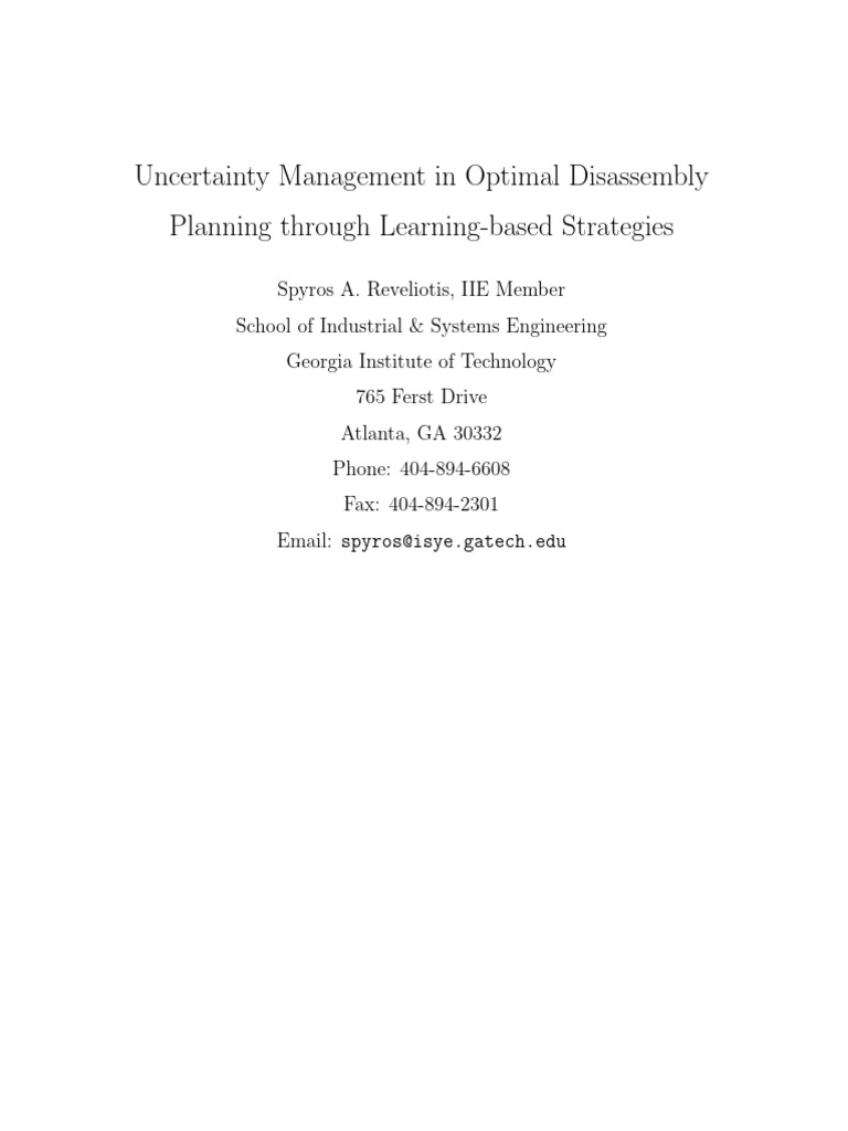 Uncertainty Management in Optimal Disassembly Planning Through Learning-based Strategies ...