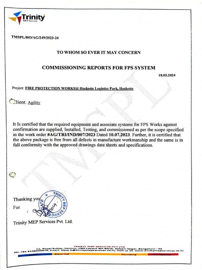 FPS Commissioning Report | PDF