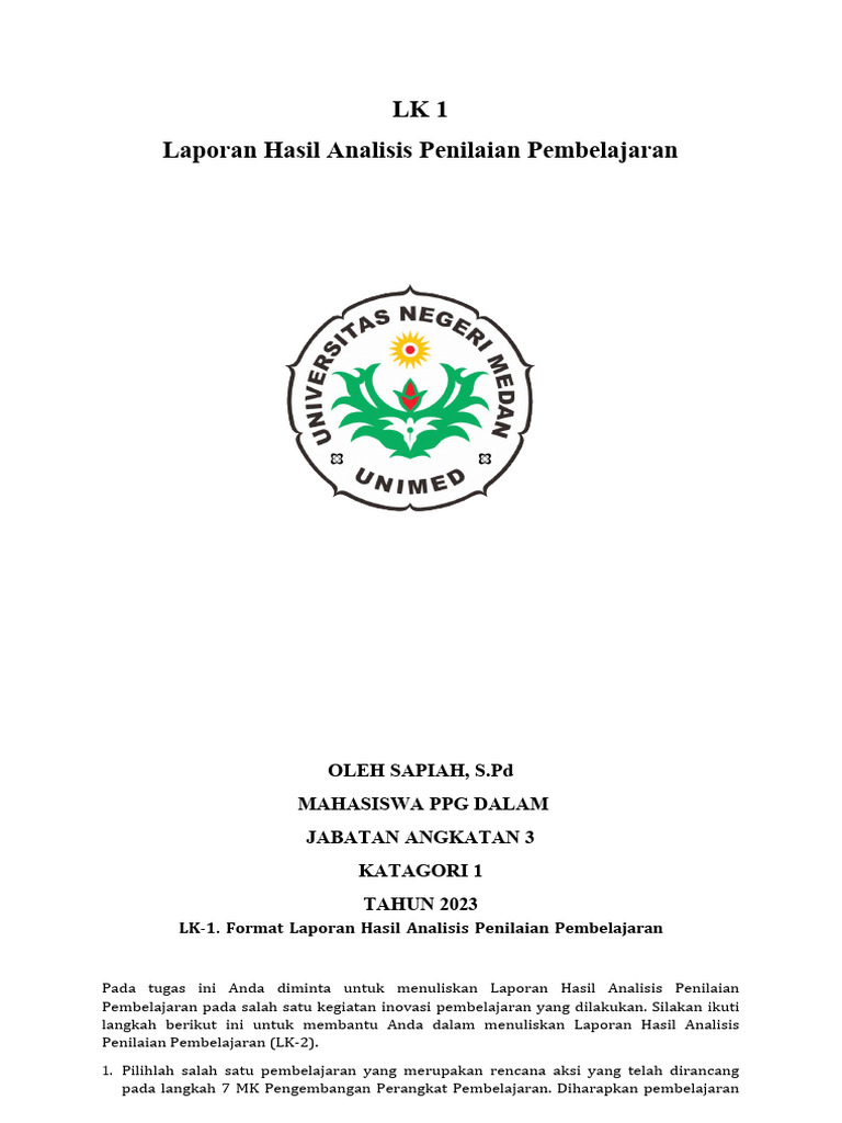 LK 1 Format Hasil Analisis Penilaian Sapiah | PDF | Karier & Perkembangan