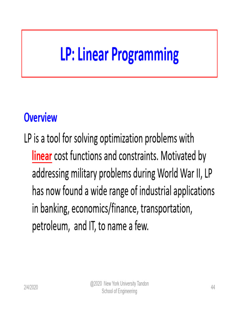 EL6233 Lecture2 | PDF | Linear Programming | Algorithms EL6233 Lecture2 | PDF | Linear Programming | Algorithms