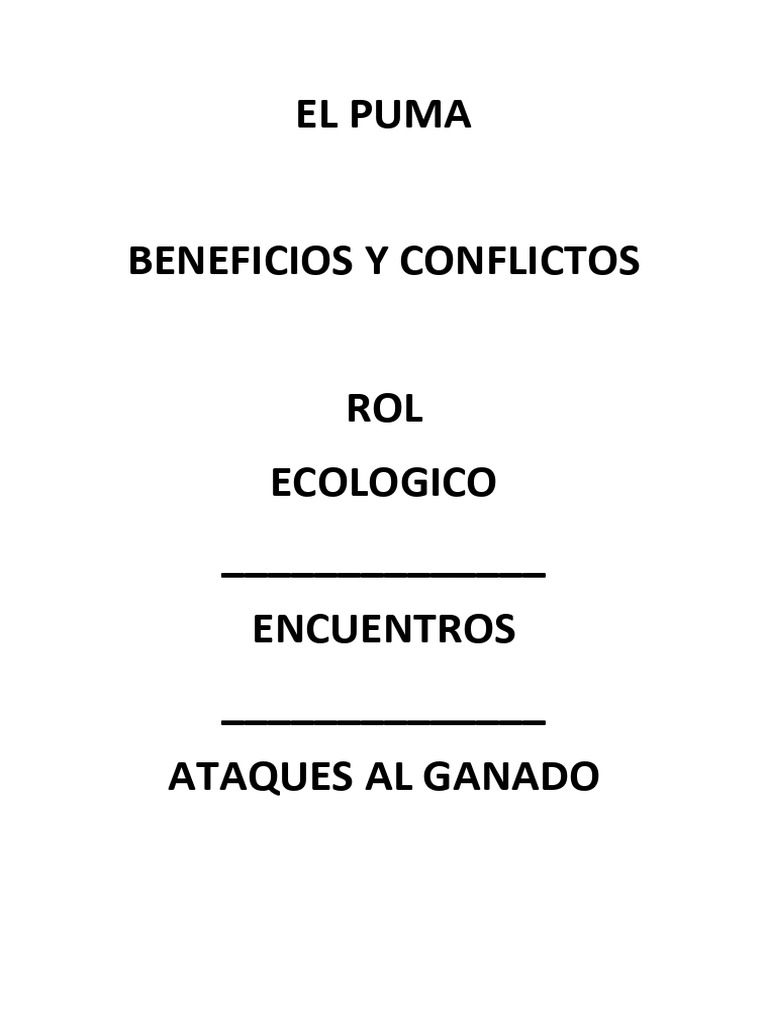 EL PUMA-Folleto | PDF | Puma | Depredación