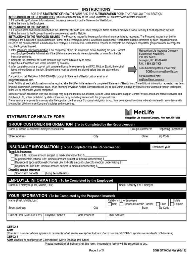 Statement of Health form MIB (1) 2 | Download Free PDF | Fraud | Insurance