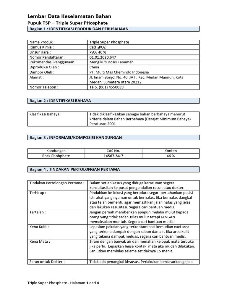 LDKB TSP PT Multi Mas Chemindo | PDF | Kesehatan Holistik