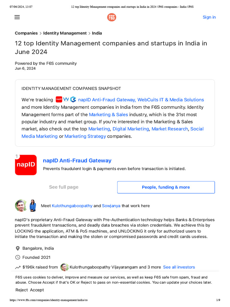 12 Top Identity Management Companies and Startups in India in 2024 - F6S Companies - India - F6S ...